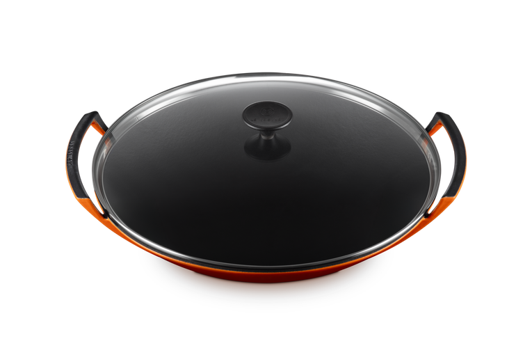 Cast Iron Wok with Glass Lid